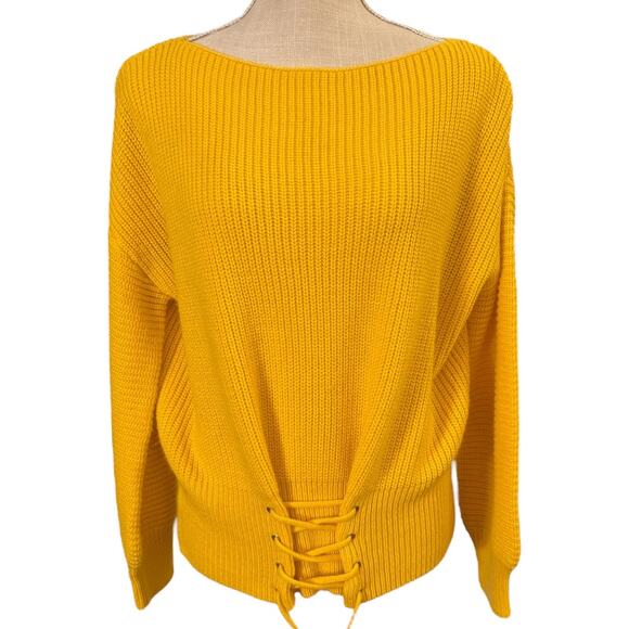 No Brand | Sweaters | Large Yellow Sweater W Criss Cross Tie Front ...